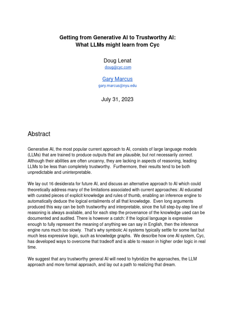 Getting From Generative AI To Trustworthy AI | PDF | Logic | Deductive Reasoning