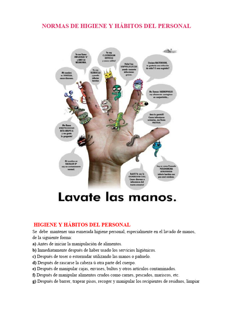 Normas de Higiene y Hábitos Del Personal | Descargar gratis PDF ...