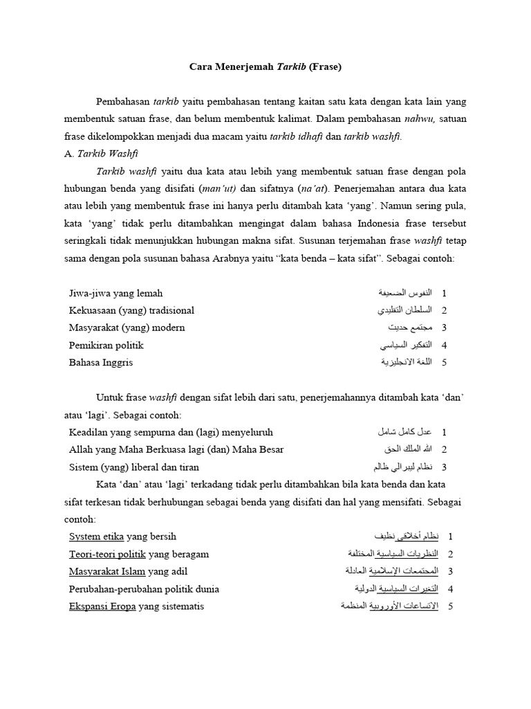 Cara Menerjemah Tarkib | PDF | Kajian Bahasa Asing
