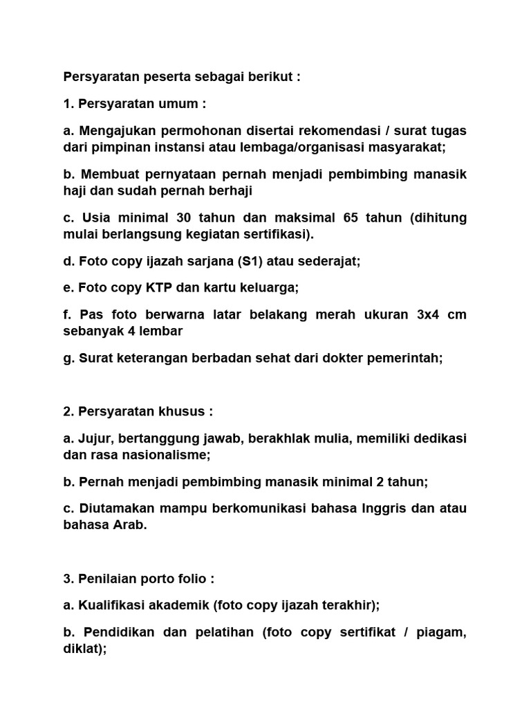 Sertifikasi Pembimbing Haji 2023 | PDF
