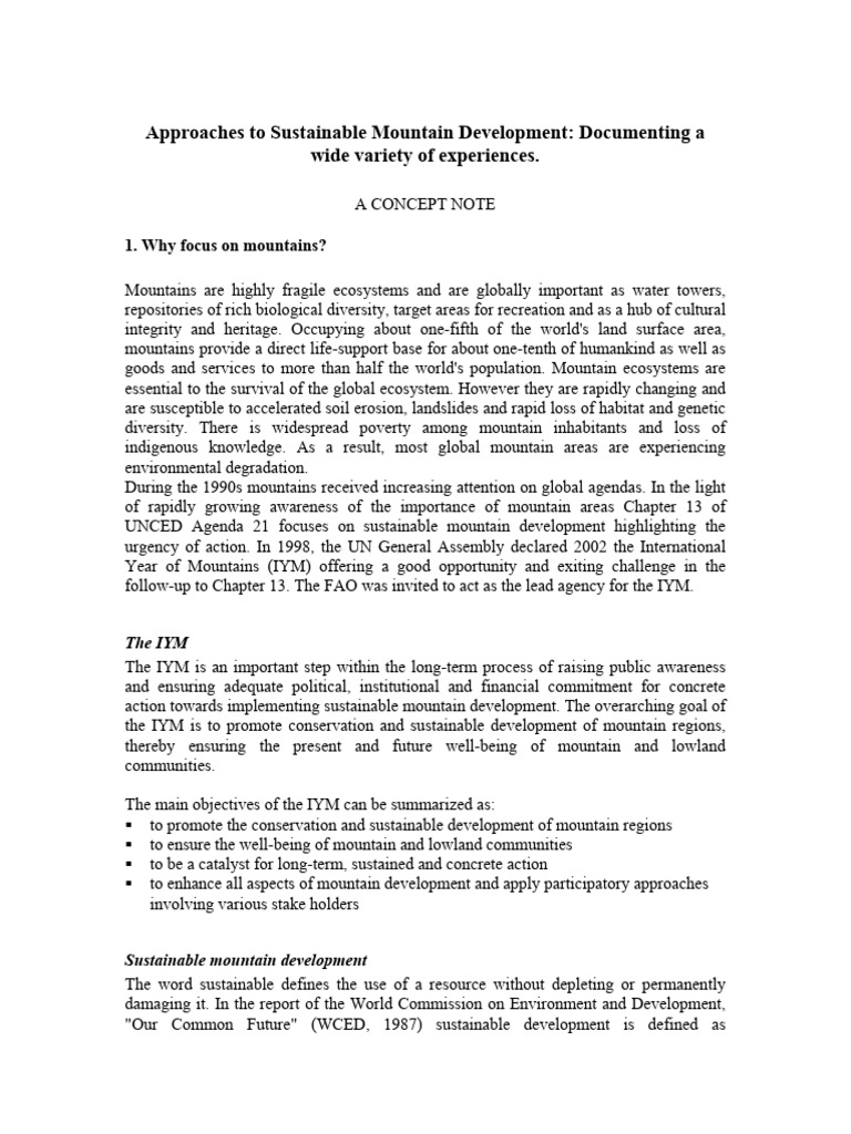 Approaches To Sustainable Mountain Development | PDF | Sustainability ...