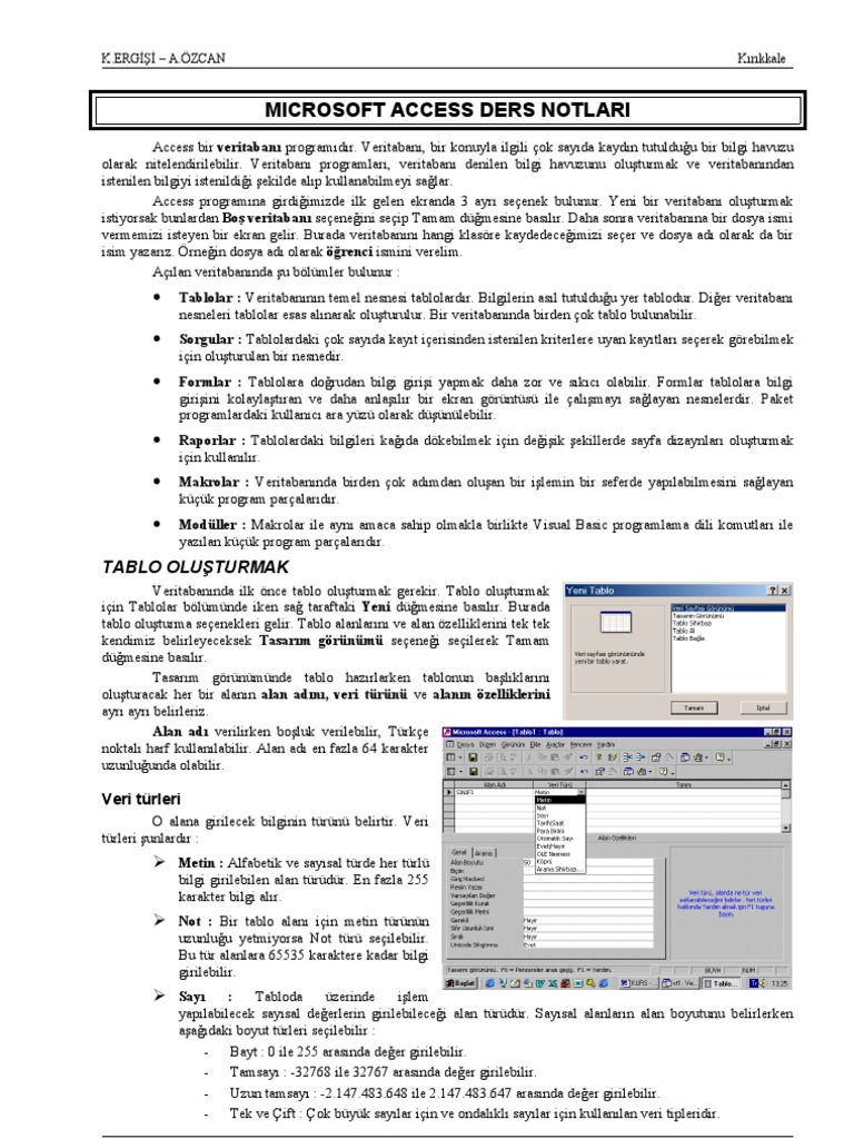 Microsoft Access Ders Notlari | PDF