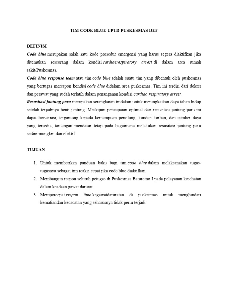 ALUR CODE BLUE | PDF