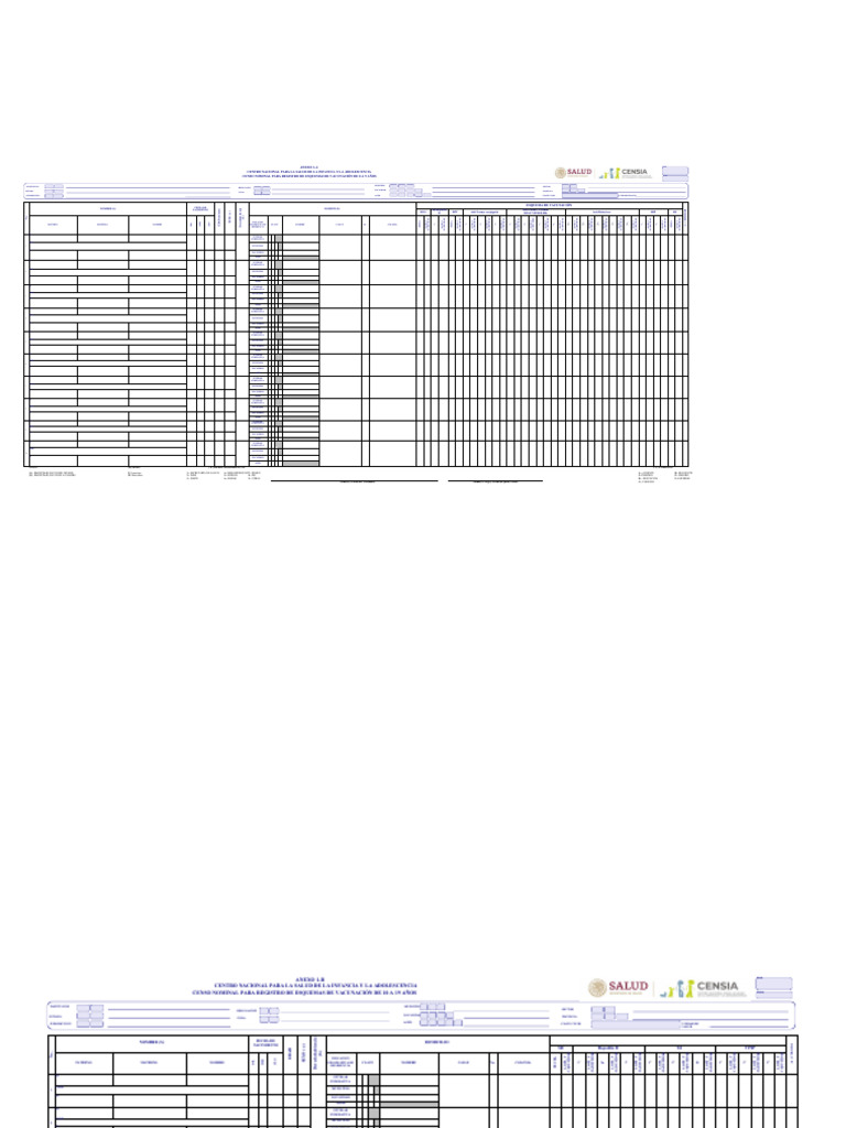 Formatos Censo Nominal CENSIA | Descargar gratis PDF | Vacunación