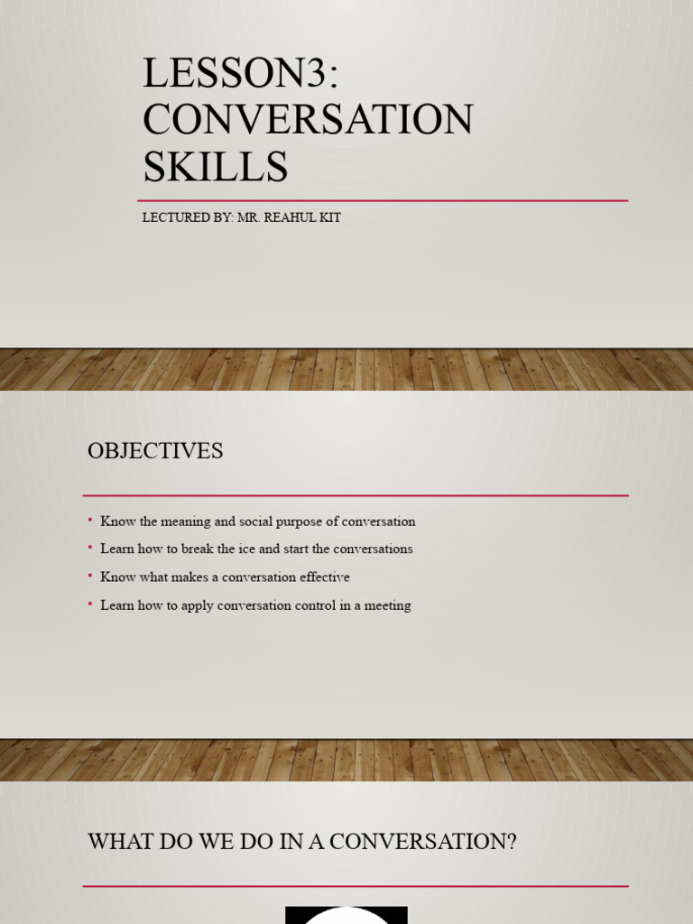 Lesson 3 - Conversation Skills | PDF