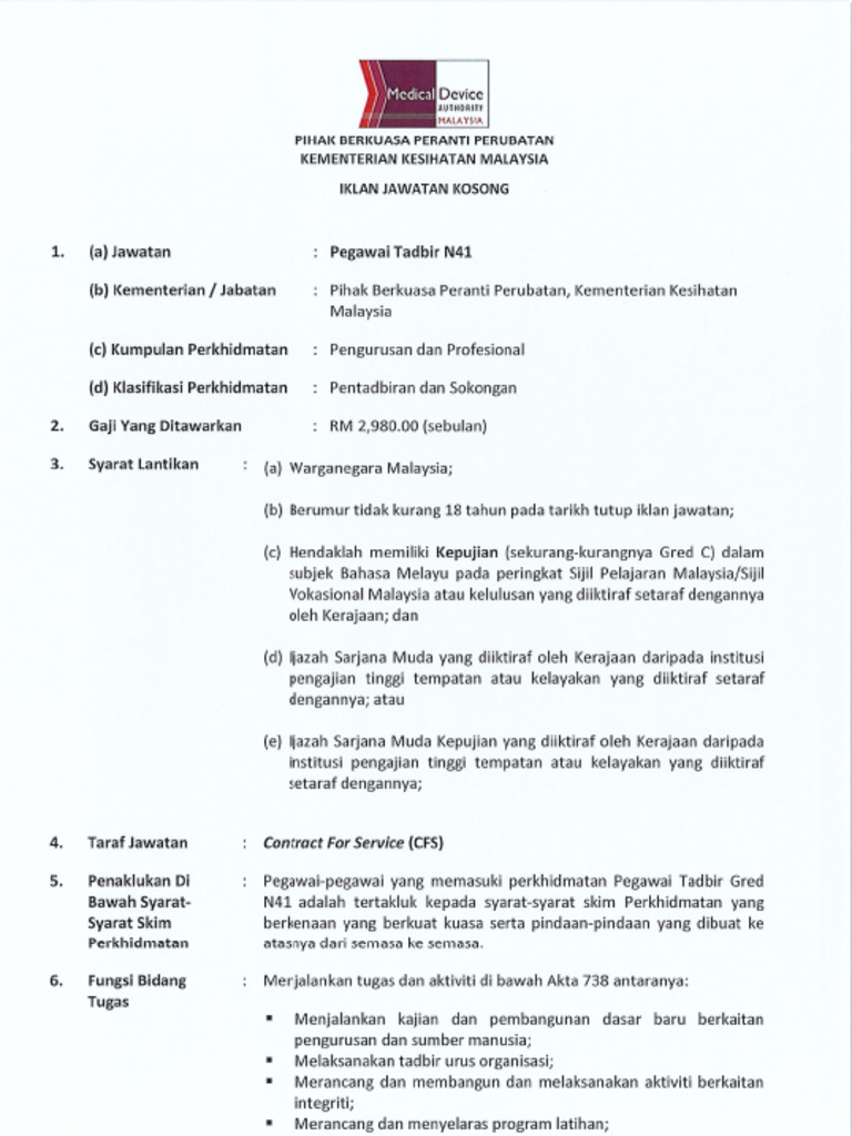 PEGAWAI TADBIR GRED N41 | PDF