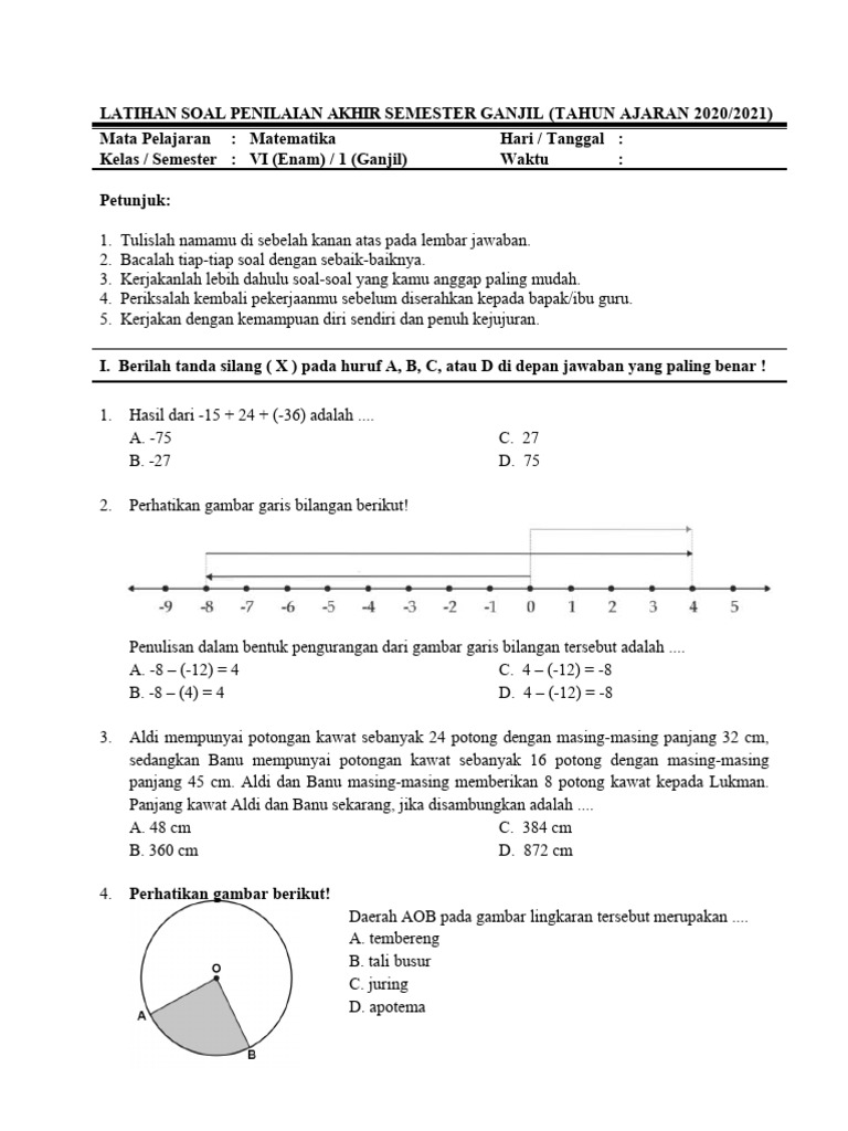 Soal MTK Kelas 6 | PDF | Griya & Taman