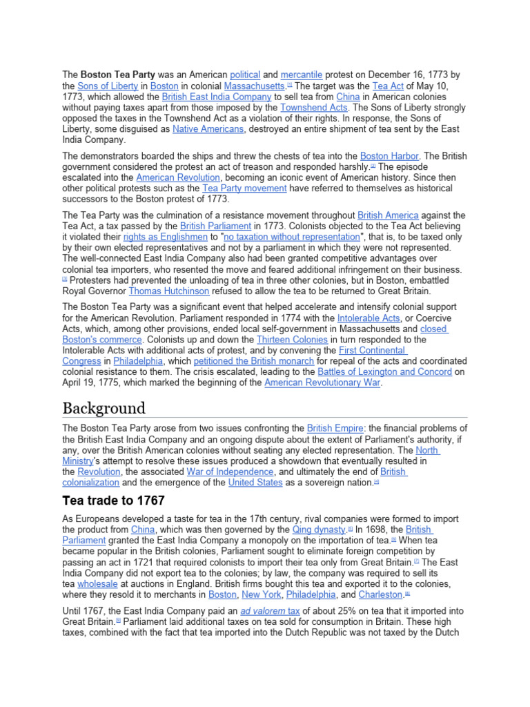 Boston Tea Party | PDF