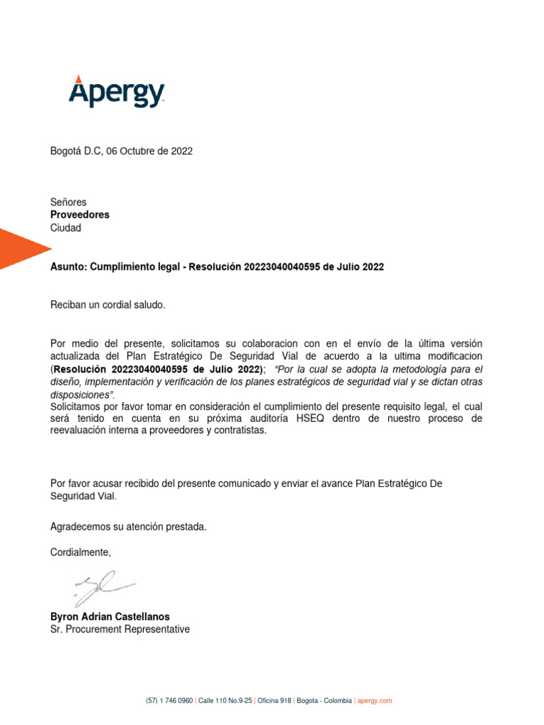 Comunicado Seguridad Vial - Resolucion 40595 | PDF