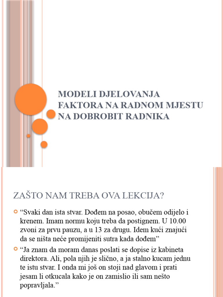 05 - Psihosocijalni Faktori Na Radnom Mjestu | PDF