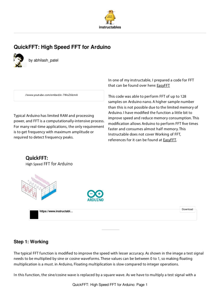 QuickFFT High Speed FFT For Arduino | PDF | Amplitude | Integer (Computer Science)