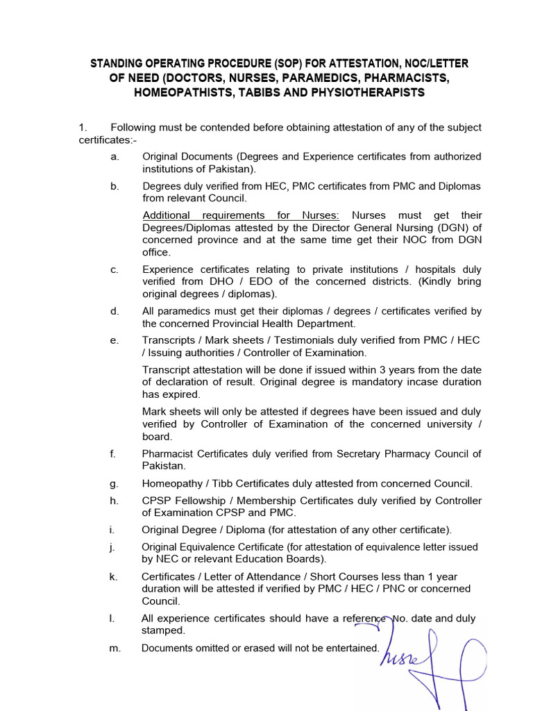 SOPs For Attestation | PDF