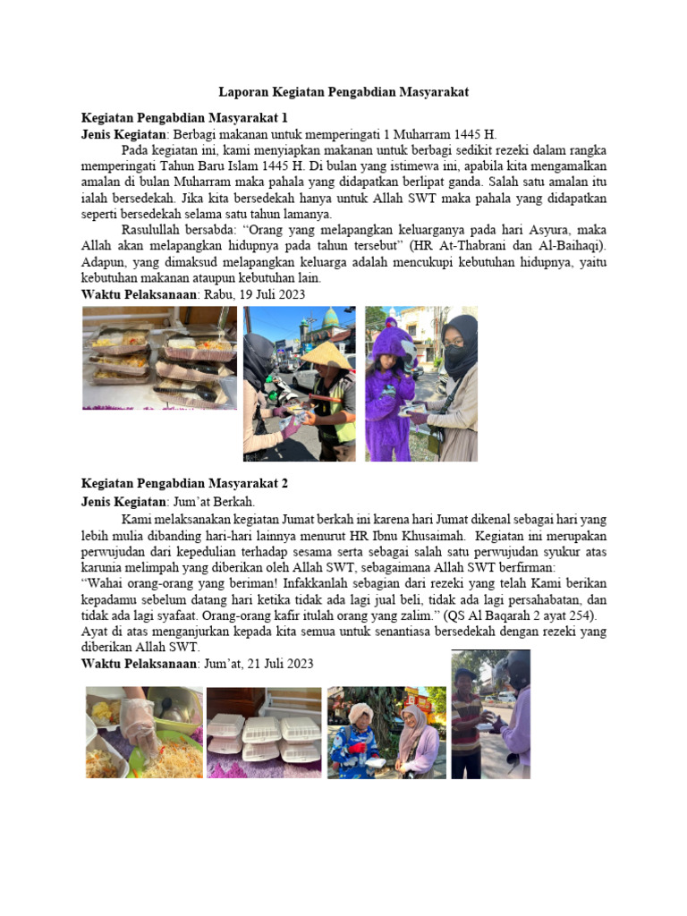 Laporan Kegiatan Pengabdian Masyarakat | PDF