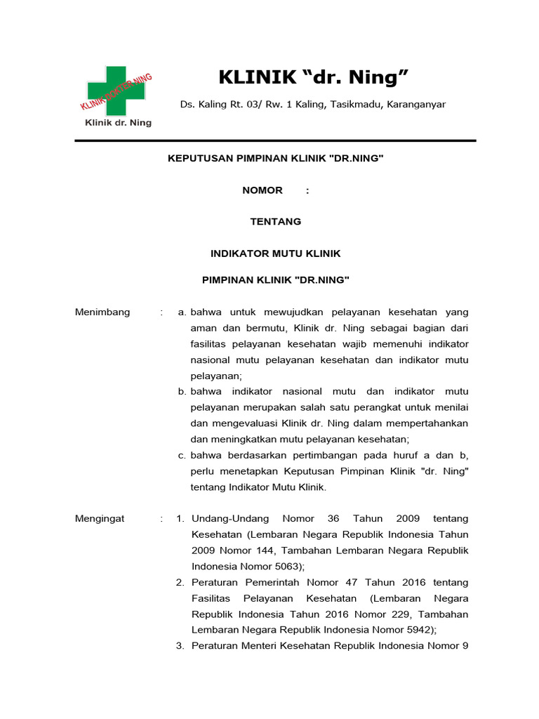 2.1 EP 2 SK Indikator Mutu Klinik | PDF