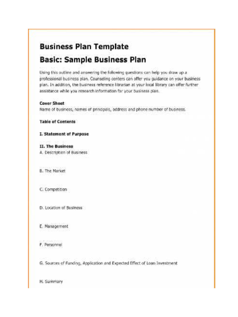 Format For Business Plan | PDF