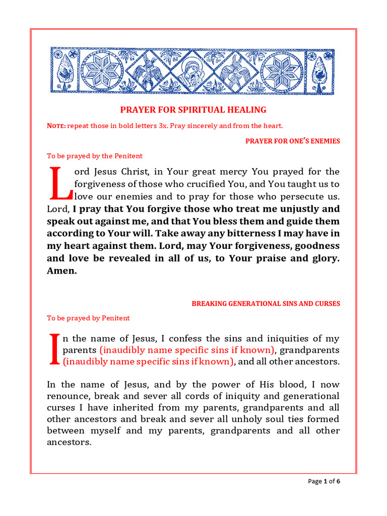 Prayers for Inner Healing and Deliverance | PDF | Prayer | Forgiveness