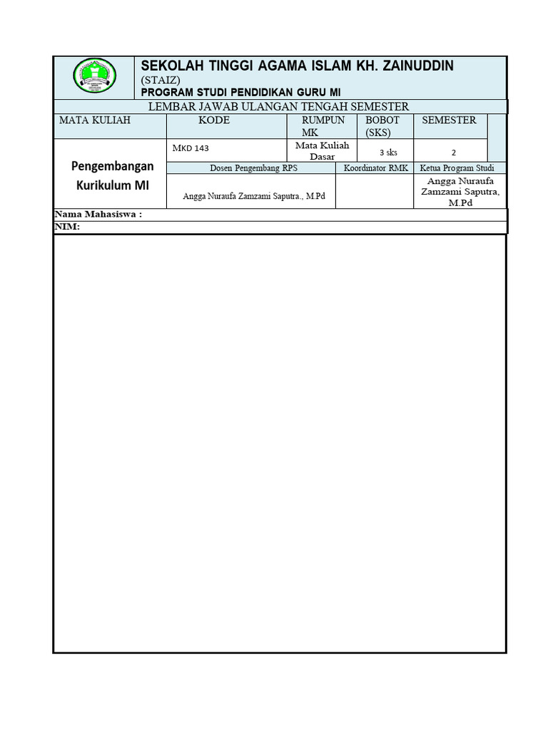 Lembar Kerja Uts | PDF