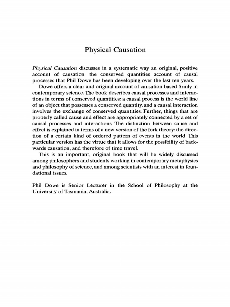 (Cambridge Studies in Probability, Induction and Decision Theory) Phil Dowe - Physical Causation ...
