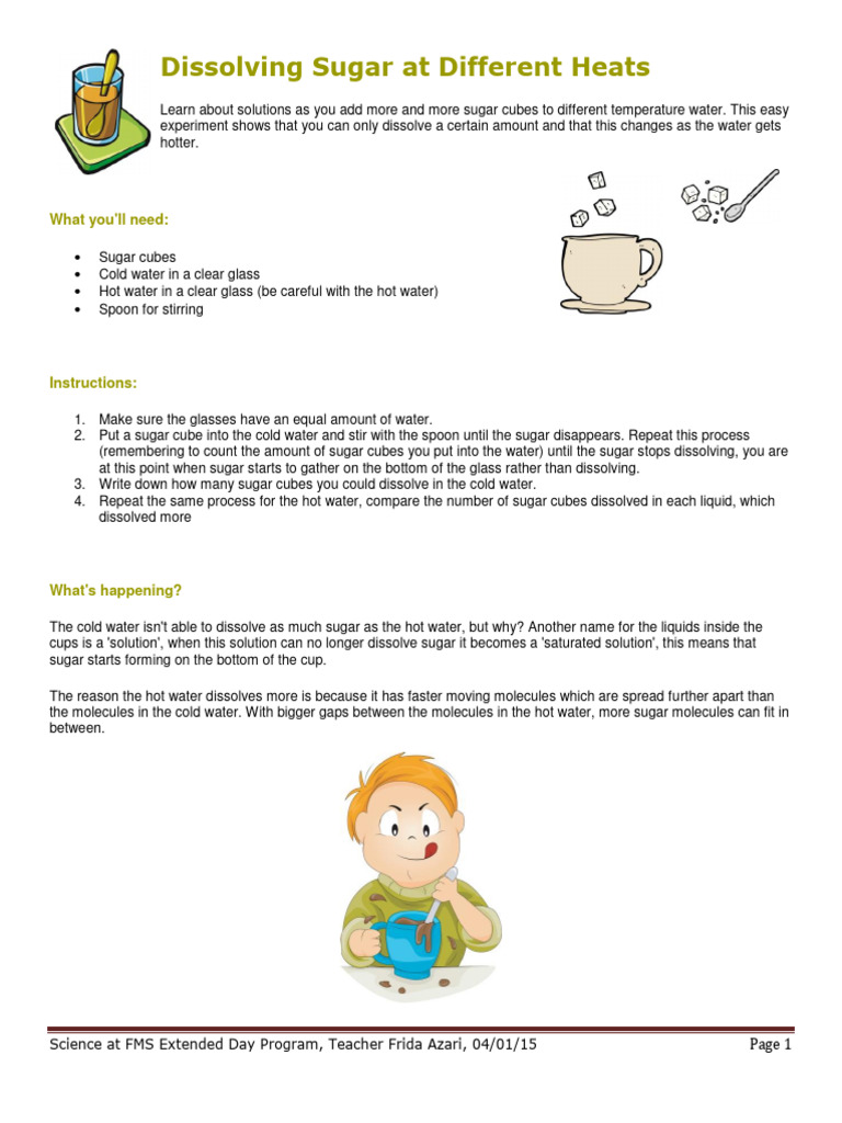 Dissolving Sugar at Different Heats | PDF | Cooking, Food & Wine