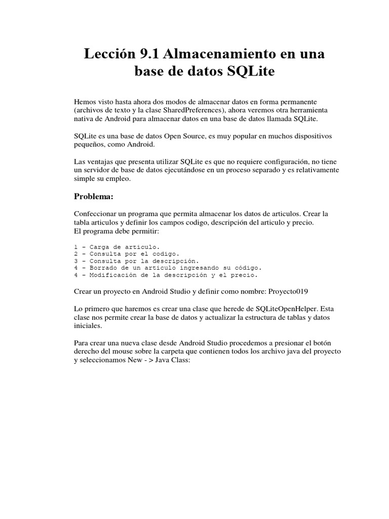 Lección 9 Almacenamiento de BDD en SQLITE | PDF | Ciencias de la Computación | Bases de datos