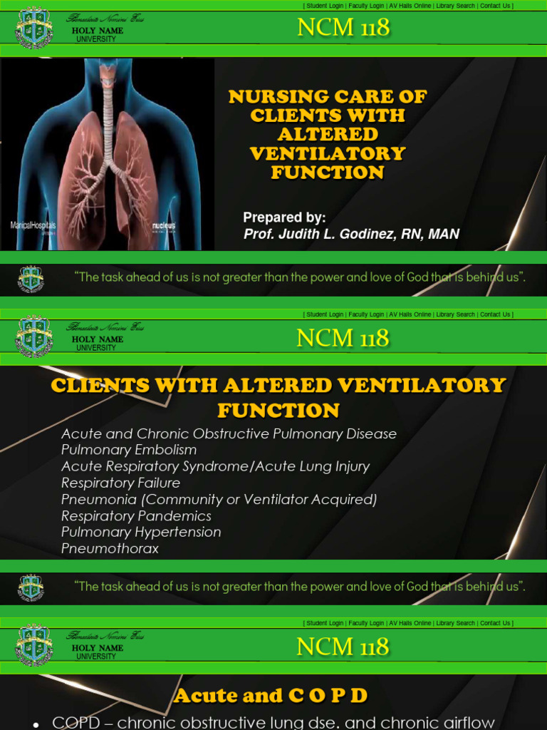 NCM 118 Altered Ventilatory Function | PDF | Respiratory Diseases ...