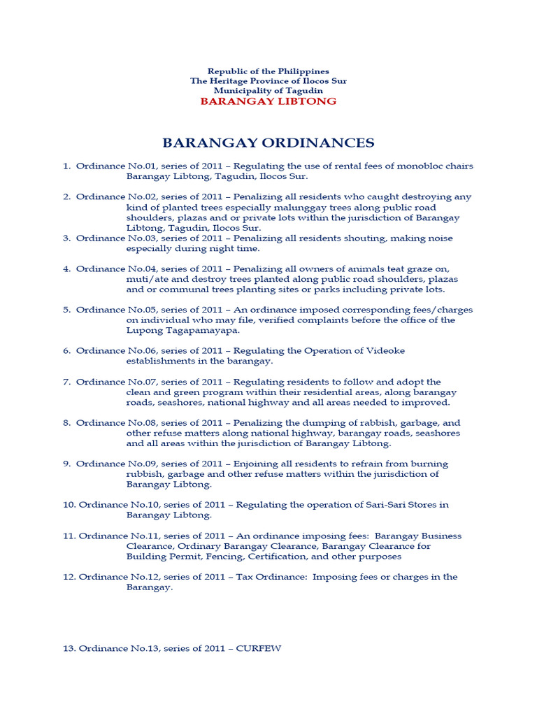 Brgy. Ordinances | PDF
