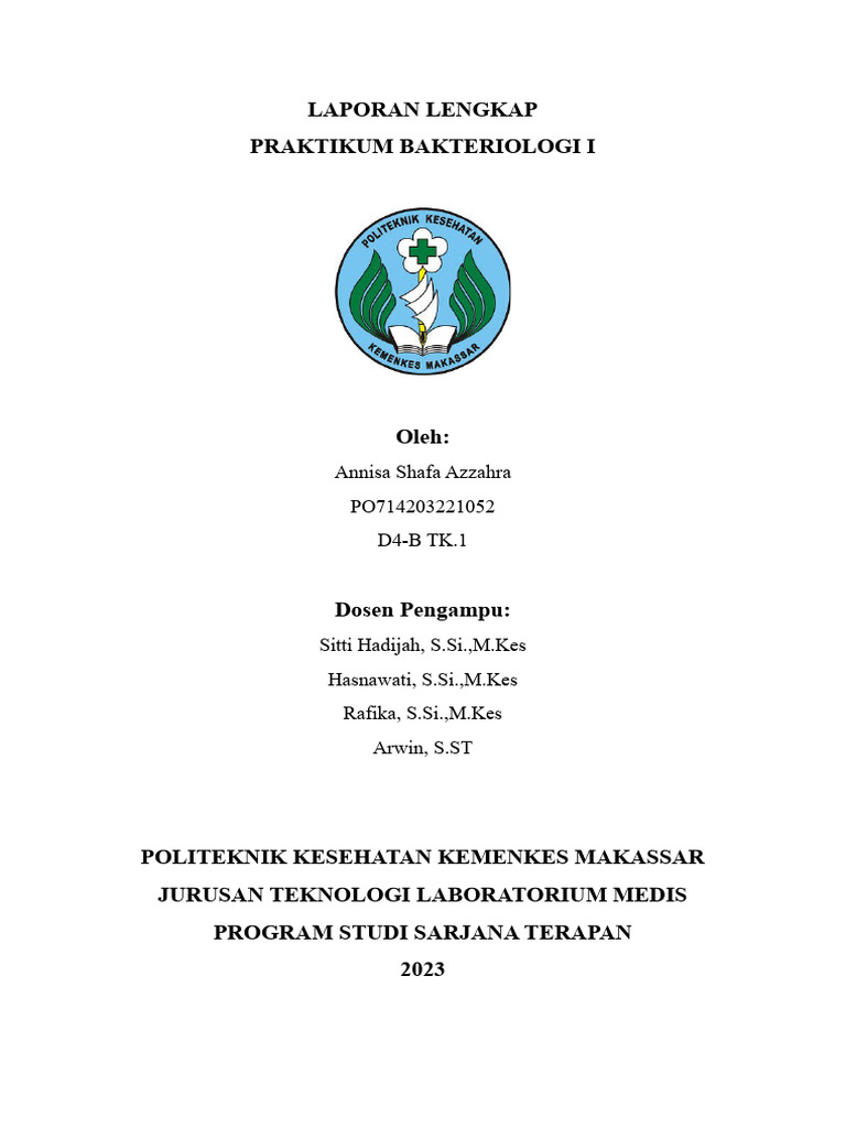 Format sampul laprak lengkap Bakteri | PDF