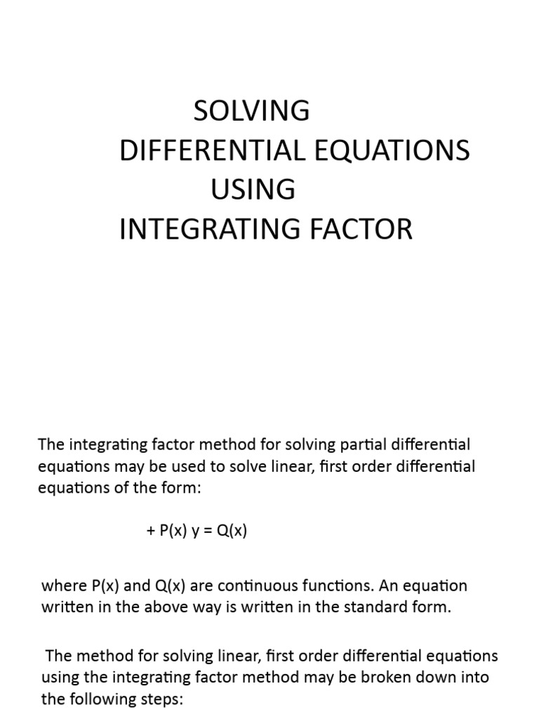 05 Integrating Factor | PDF | Equations | Differential Equations 05 Integrating Factor | PDF | Equations | Differential Equations