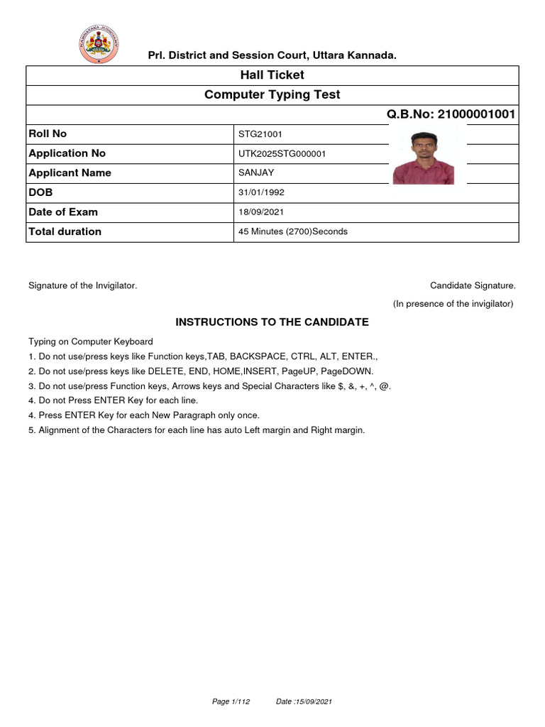 Hall Ticket STG 21 0 | PDF