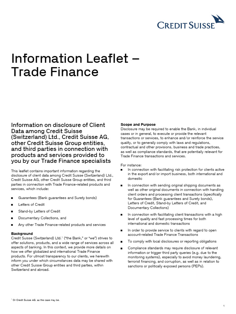 Cib Trade Finance Information Leaflet en | PDF | Letter Of Credit | Surety