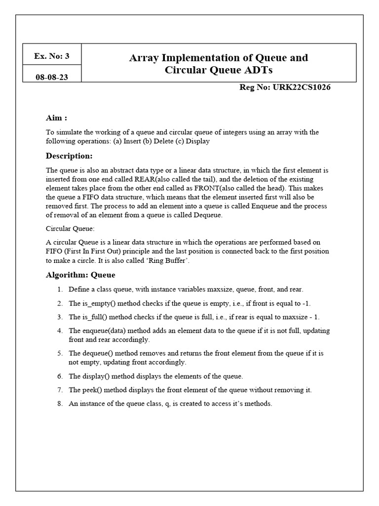 Dsa 3 Pdf Queue Abstract Data Type Software Design 