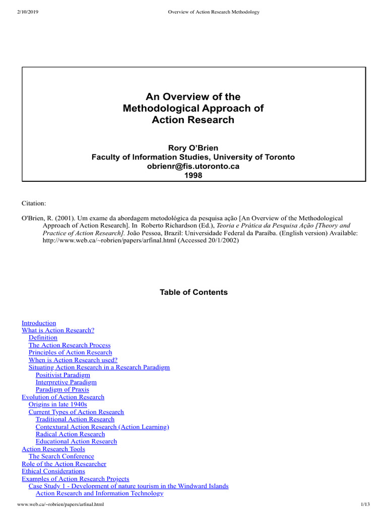 Overview of Action Research Methodology | PDF | Action Research ...