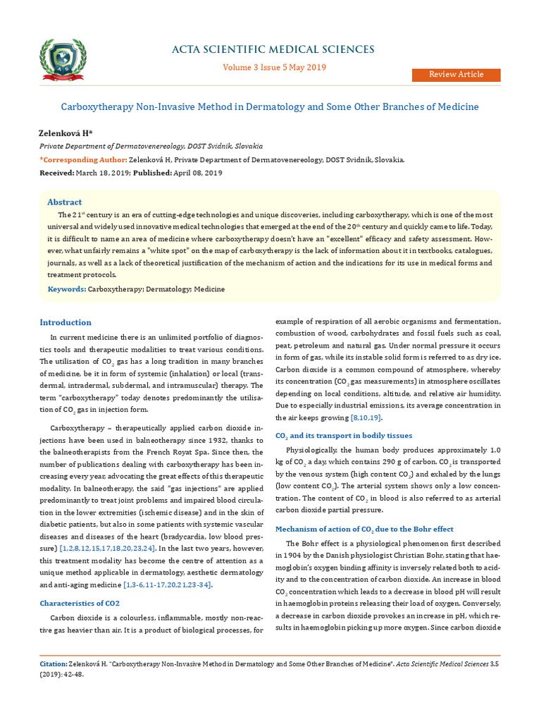 Carboxytherapy Non Invasive Method in Dermatology | PDF | Carbon Dioxide | Injection (Medicine)