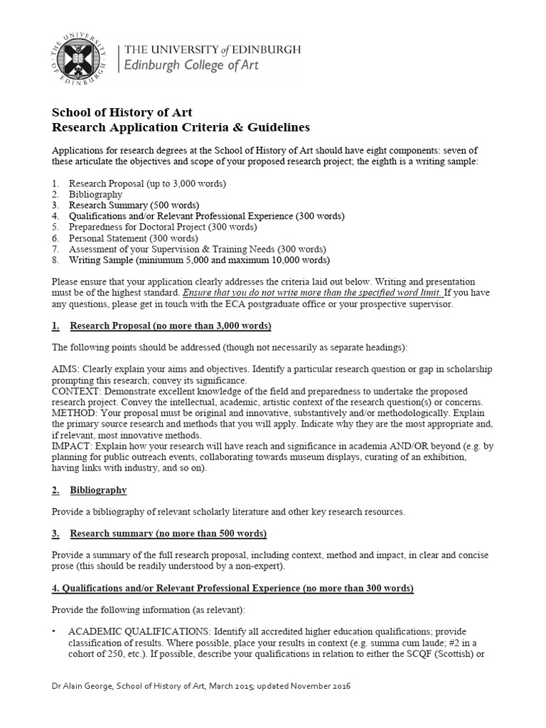 History of Art - Research Degree Application Criteria Guidelines 2016-7 ...