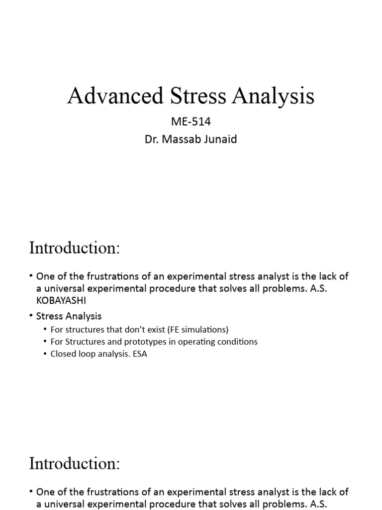 Advance Stress Analysis | Download Free PDF | Stress (Mechanics) | Continuum Mechanics