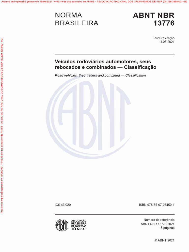 Classificação de Veículos ABNT NBR 13776 | PDF | Motores | Motor de ...