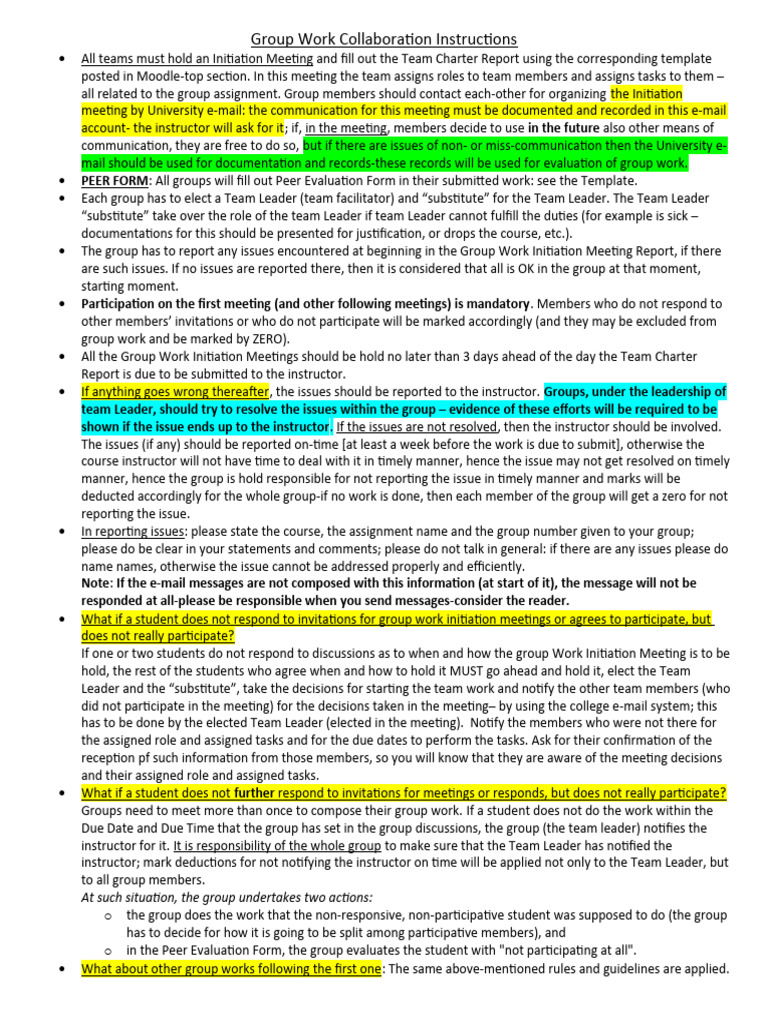 Group Work Collaboration Instructions | PDF | Communication