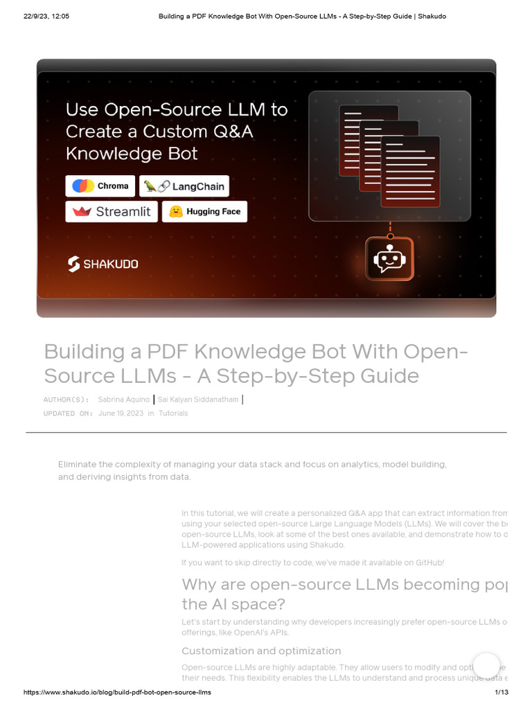 Building A PDF Knowledge Bot With Open-Source LLMs - A Step-by-Step Guide - Shakudo | PDF