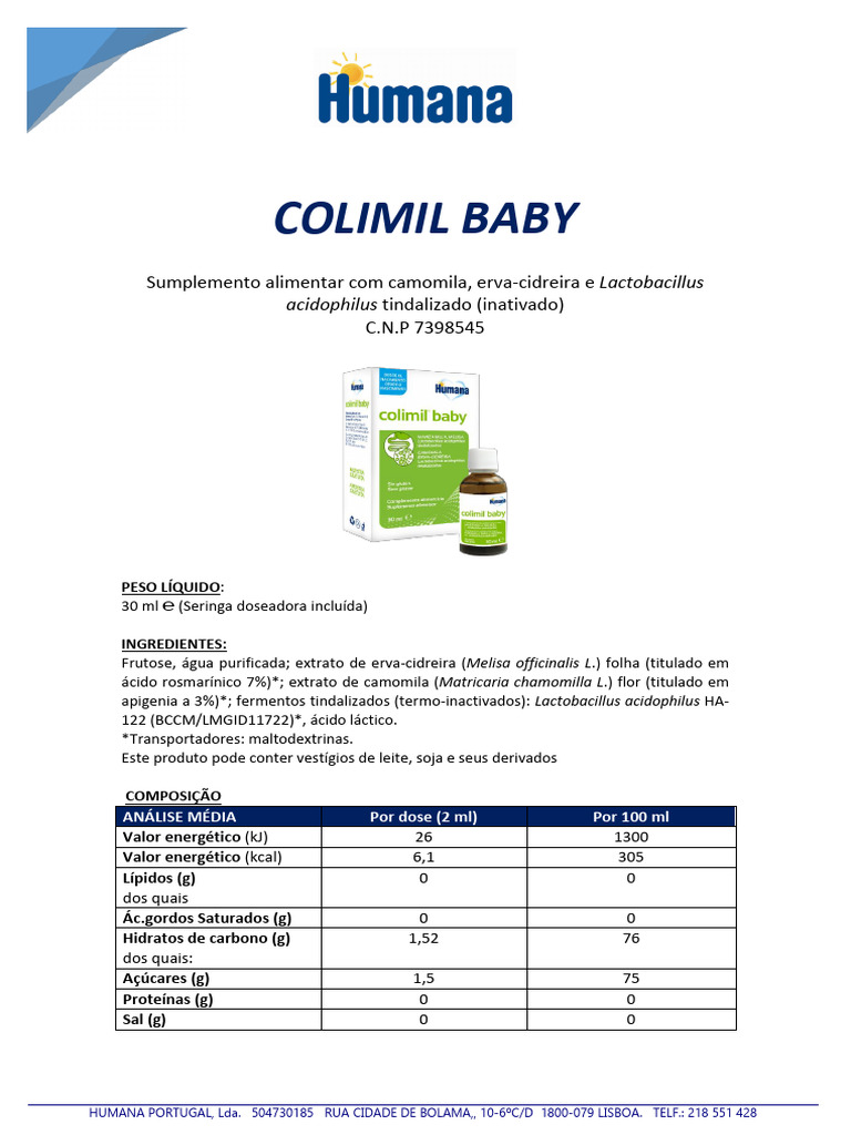 FICHA TECNICA COLIMIL BABY Free Form 2021 | PDF