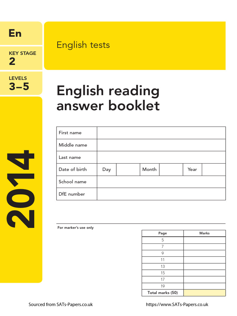 Ks2-English-2014-Reading-Answer-Booklet The Humble Potatop The Octopus ...