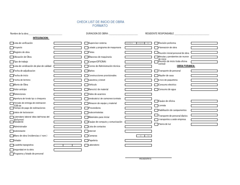 Lista de Verificación de Obra | PDF