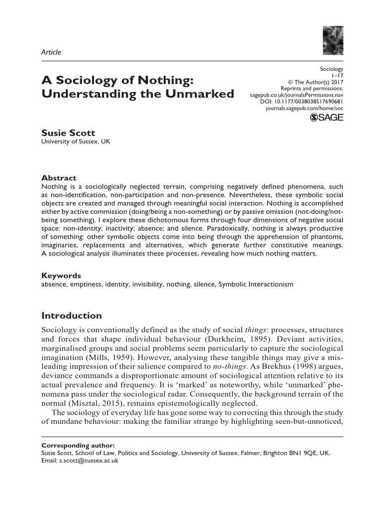 T5. Scott Susie. A Sociology of Nothing | PDF | Nothing | Psychology