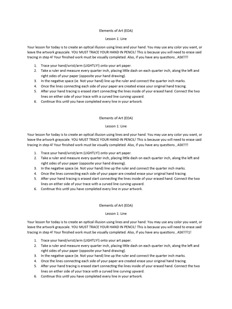 RUBRIC - Elements of Art Lesson 1 - Line | PDF