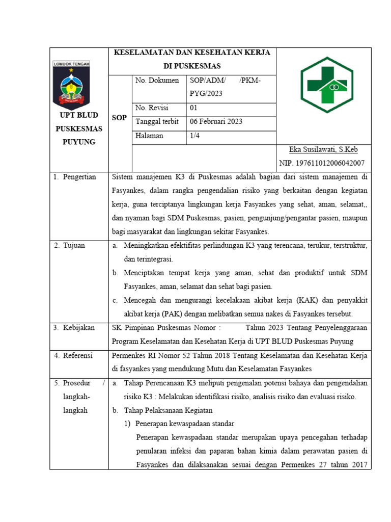 Sop K3 2023 | PDF | Komputer | Teknologi & Rekayasa