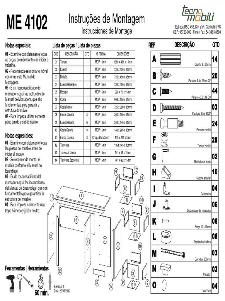Manual Mesa P Computador Tecno Mobili Me 4102 | PDF