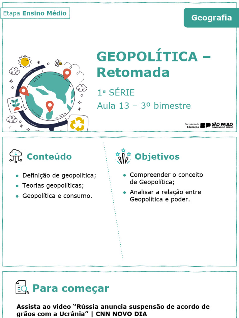 Aula 13 Geopolítica Retomada 3 Bimestre 2023 Ensino Medio Pro Sara ...