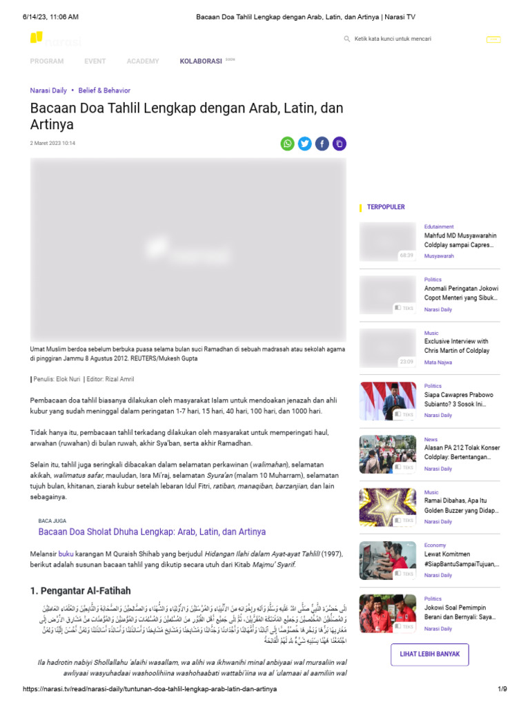 Doa Tahlil Lengkap My Data | PDF