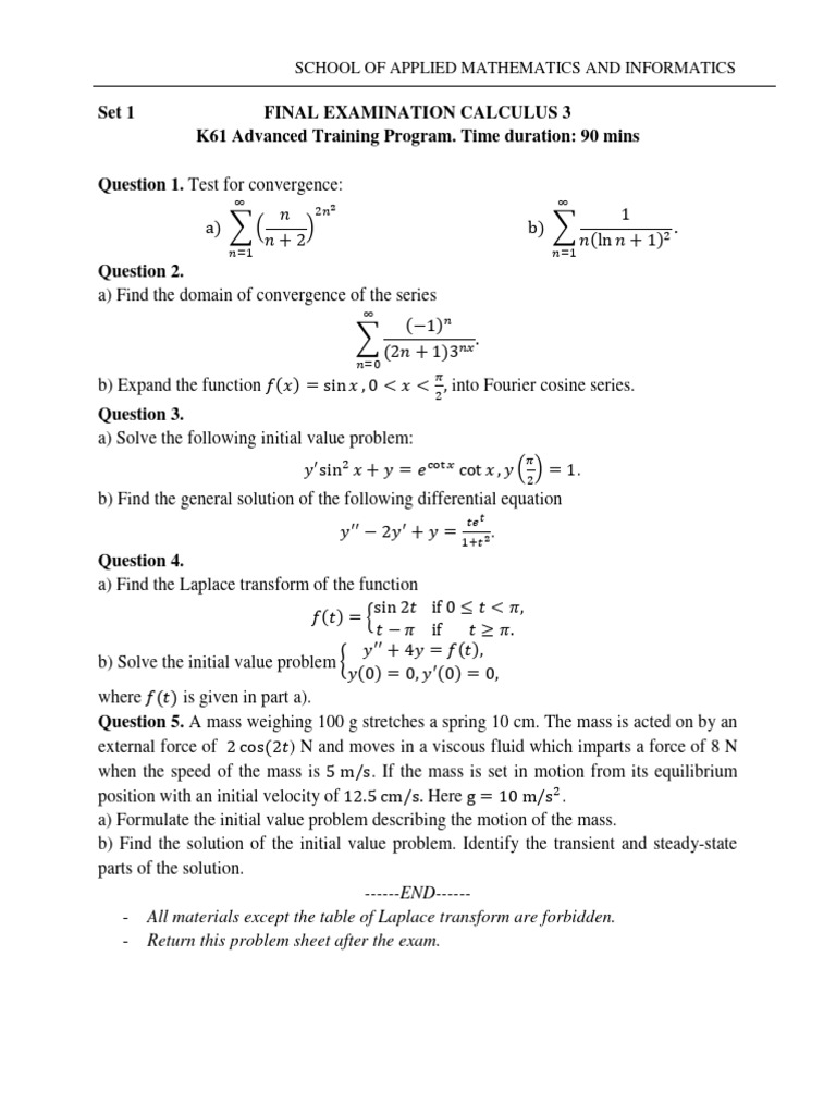 MI1046 Final Exam 2018 | PDF | Function (Mathematics) | Mathematical Relations
