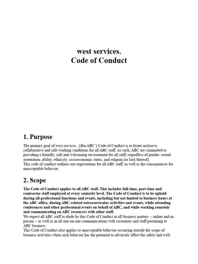 Code of Conduct | PDF | Harassment | Justice