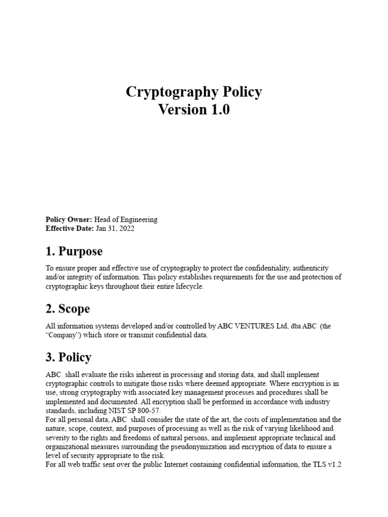 Cryptography Policy V | PDF | Cryptography | Key (Cryptography)